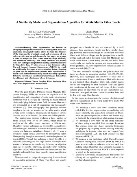 pdf a similarity model and segmentation algorithm for white matter