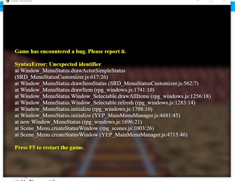 MV SRD S Menu Status Customizer Error RPG Maker Forums