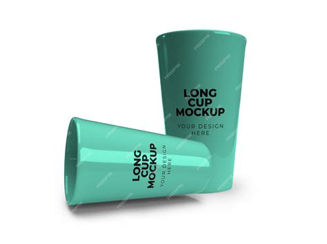 Long Plastic Cup Packaging Mockup Template Isolated Premium Psd