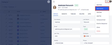 Creating Activity Salesmate