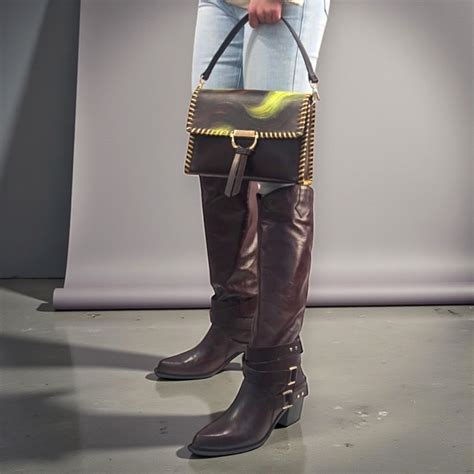 Дамски кафяви ботуши висок ток Nadit And Nadit Shoes