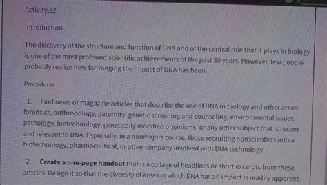 Solved Introduction The Discovery Of The Structure And Chegg Com