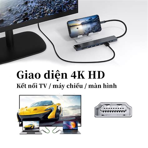 Mua Hub Type C Cổng chuyển đổi HUB Type C 8 in 1 USB 3 0 Hợp Kim Nhôm Cao Cấp Tương Thích Các