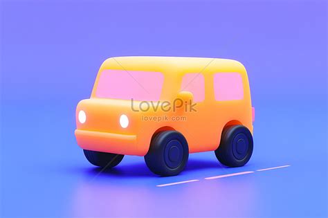 파란색 배경에 만화 자동차 일러스트 무료 다운로드 Lovepik