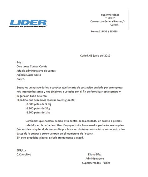 Modulos De Cartas Carta De Pedido