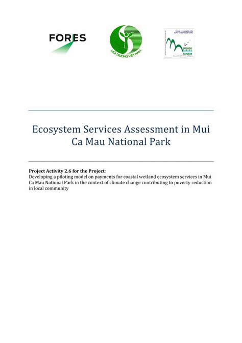 Pdf Ecosystem Services Assessment In Mui Ca Mau National Park