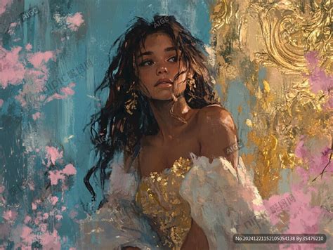 Ai创作图照片金色特效 质感合成风 魅力热情梦幻 Cg绘画作品 数码金色画 Cgi艺术家 绚丽欧美 异域美女 高清女孩壁纸 数字美女插画 欧美