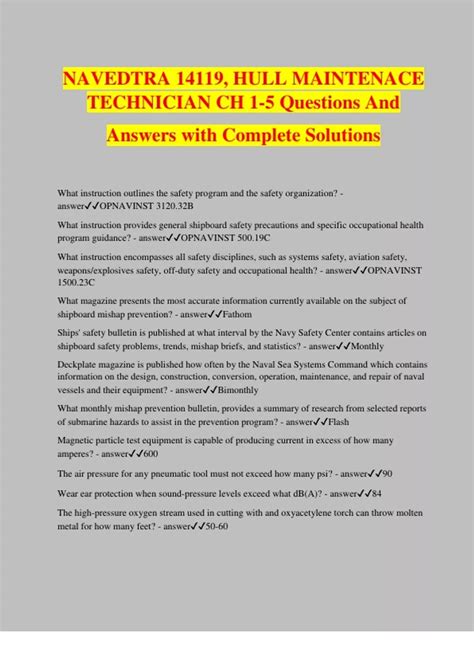 Navedtra 14119 Hull Maintenace Technician Ch 1 5 Questions And Answers