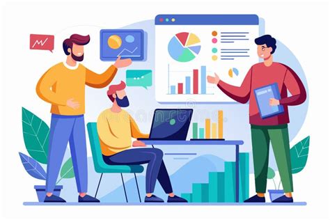 Three Men Discuss And Present Analytical Data Using Charts And Graphs