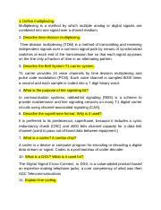 Define Multiplexing Docx 1 Define Multiplexing Multiplexing Is A Method By Which Multiple
