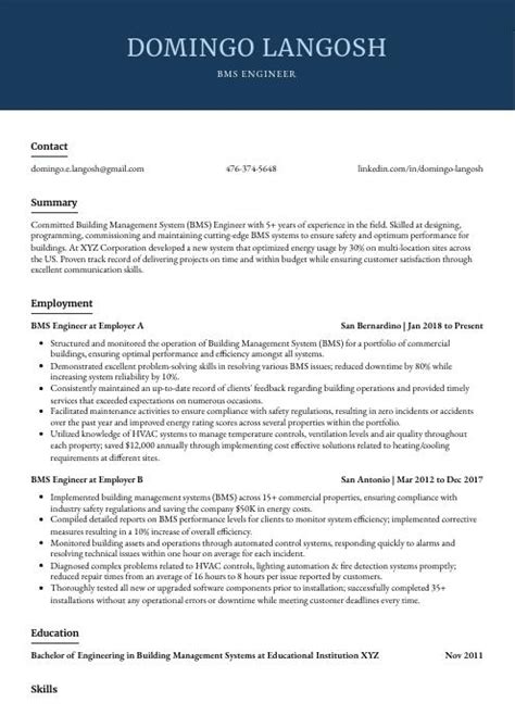 Bms Engineer Resume Cv Example And Writing Guide Bms Engineer Resume Cv Example And Writing Guide
