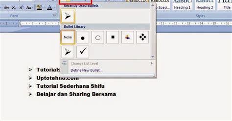 tutorial microsoft tutorial membuat numbering dan bullet