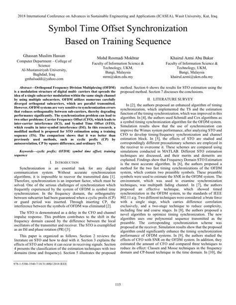 Pdf Symbol Time Offset Synchronization Based On Training Sequence