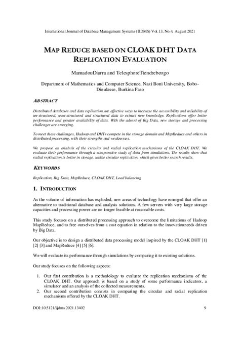 Pdf Map Reduce Based On Cloak Dht Data Replication Evaluation