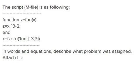 Answered The Script M File Is As Following … Bartleby