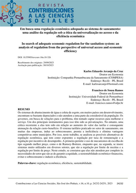Pdf Em Busca Uma Regulação Econômica Adequada Ao Sistema De