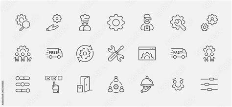 Set Of Settings And Setup Vector Line Icons Contains Such Icons As Gear Setting Control