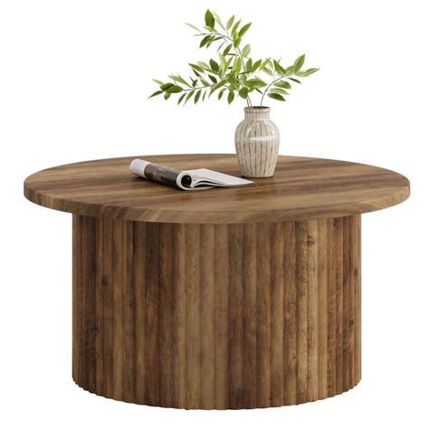 Byblight Allan 31 5 In Brown Round Wood Coffee Table With Hollow Round