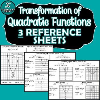 NOTES MATCHING TASK CARDS Algebra Transformations Of Quadratic Functions