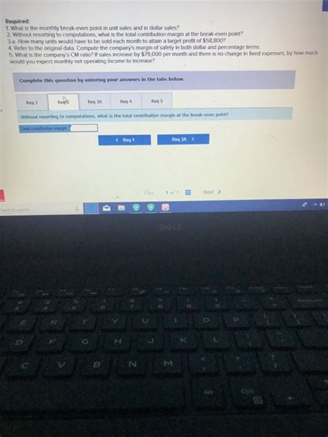 Solved Exercise Break Even And Target Profit Analysis Chegg