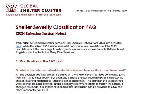 Shelter Severity Classification System Shelter Cluster Shelter Severity Classification System Shelter Cluster
