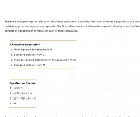 Solved There Are Multiple Ways To Refer To Or Describe A Variance Or