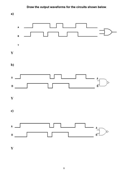 Draw The Output Waveforms For The Circuits Shown Below A Y B B Y C B Y