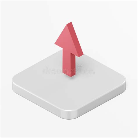 Red Up Arrow Icon 3d Rendering Square Button Key Isometric View