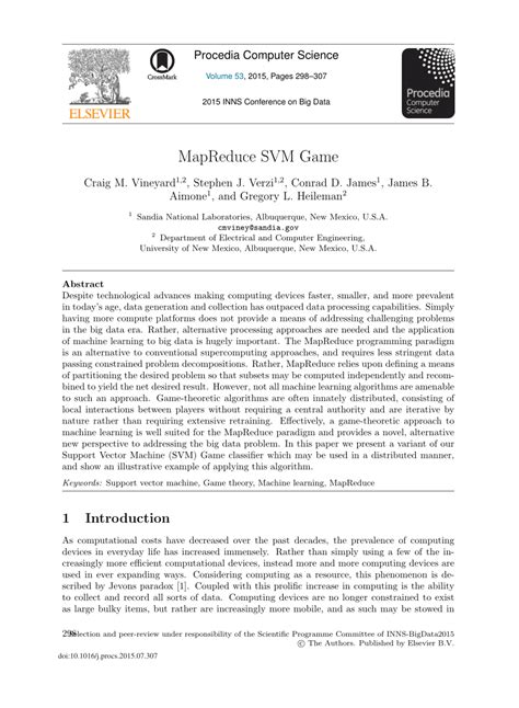 Pdf Mapreduce Svm Game
