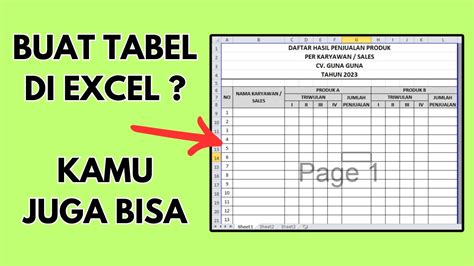 Cara Mudah Membuat Tabel Di Excel Untuk Pemula YouTube