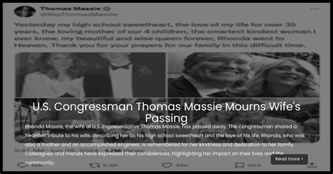 Us Congressman Thomas Massie Mourns Wifes Passing Trendyso