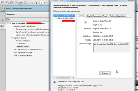 solved digicert ssl signed pdf showing signer s validity adobe community 10167777