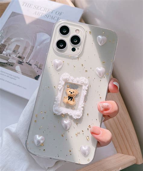아이폰 하트 곰돌이 창문 투명 파츠 귀여운 하이틴 유니크 글리터 우정 친구 생일 선물 핸드폰 휴대폰 폰 케이스 아이폰케이스 7 8 X 11 프로 12 미니13 14 프로맥스