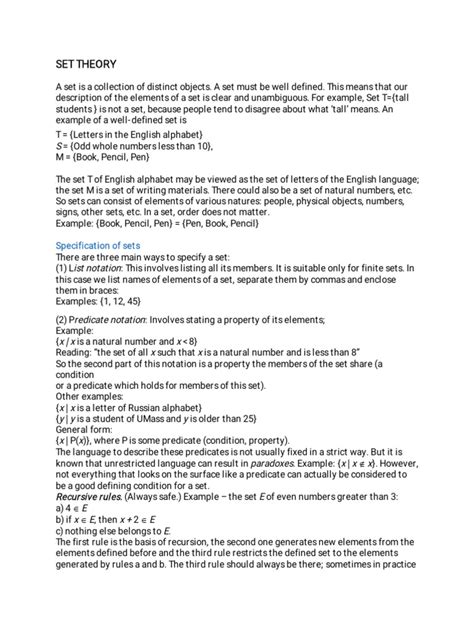Set Theory And Sequence And Series 1 2 Pdf Writing Implements Graphite