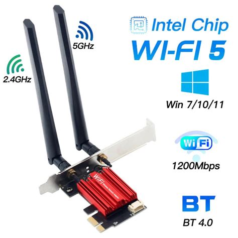 Wifi 5 Pci E Wireless Adapter Ac1200 Network Card Dual Band 2 4g 5ghz