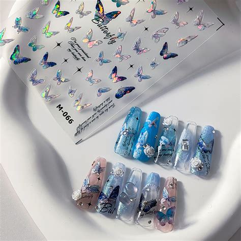 Badu Bg Акрилно гравиран стикер за нокти Големи розови цветя Зелени листа Самозалепващи се