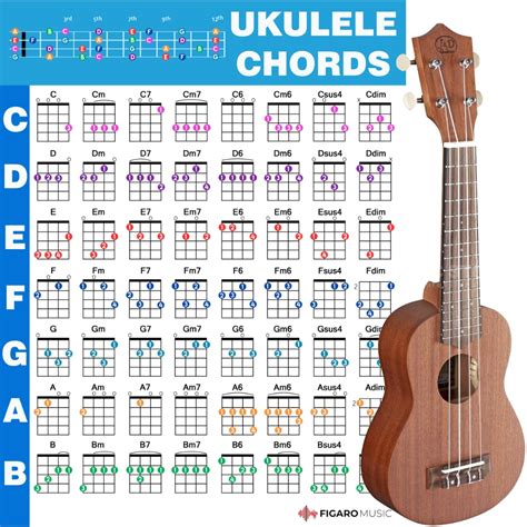 Jual Ukulele Chord Poster Chart Educational Reference Guide For Beginners Tuning Gcea Shopee