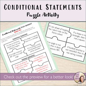 Conditional Statements Converse Inverse Contrapositive Puzzle Activity