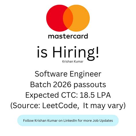 Company Name Mastercard Role Software Engineer Batch Eligible 2026