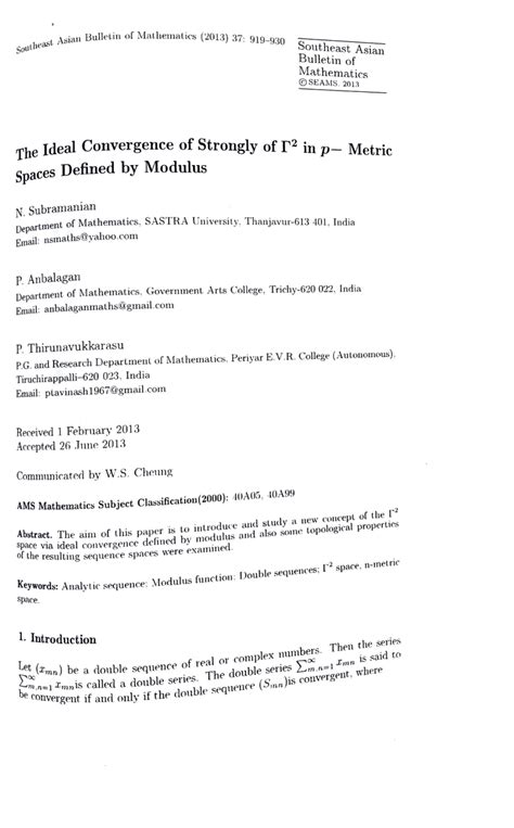 PDF The ideal convergence of strongly of Γ in p metric spaces defined by modulus