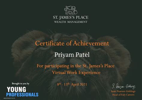 Priyam Patel On Linkedin Just Received My Certificate For Completing The St Jamess Place Wealth