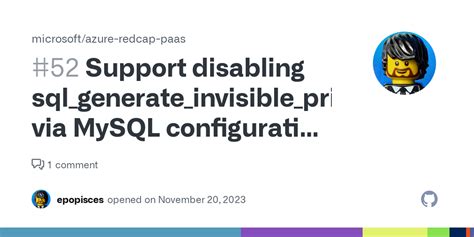 Support Disabling Sqlgenerateinvisibleprimarykey Via Mysql
