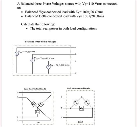 A Balanced Three Phase Voltages Source With Vp 110 Vrms Connected To • Balanced Wye Connected