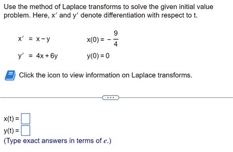 Solved Use The Method Of Laplace Transforms To Solve The Chegg Com
