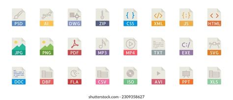 File Type Icon Set Over 20 938 Royalty Free Licensable Stock