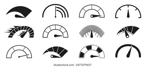 Speedometer Gauge Indicator Icon Collection Speedometer Stock Vector Royalty Free 2477679657