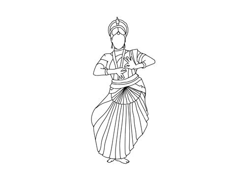 Premium Vector Tamil Dancer Line Art Drawing