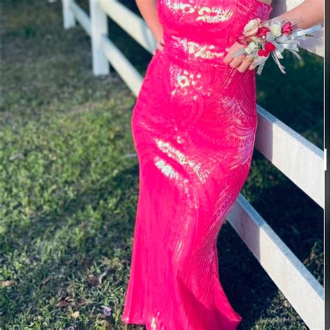 Hot Pink Sequin Prom Dress Gem