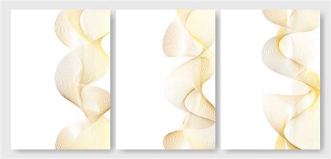 흰색 프리미엄 전단지 카드에 황금색 물결 모양의 선 달력 고급 커버 오일 갈라 초대장 의약품 기업 금상 추상 상품권 템플릿입니다 금 금속에 대한 스톡 벡터 아트 및 기타