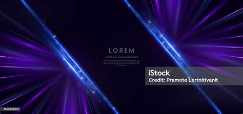 추상적인 우아한 짙은 파란색 배경에 보라색 선과 조명 효과가 반짝입니다 럭셔리 템플릿 수상 디자인 보라색에 대한 스톡 벡터 아트 및 기타 이미지 Istock